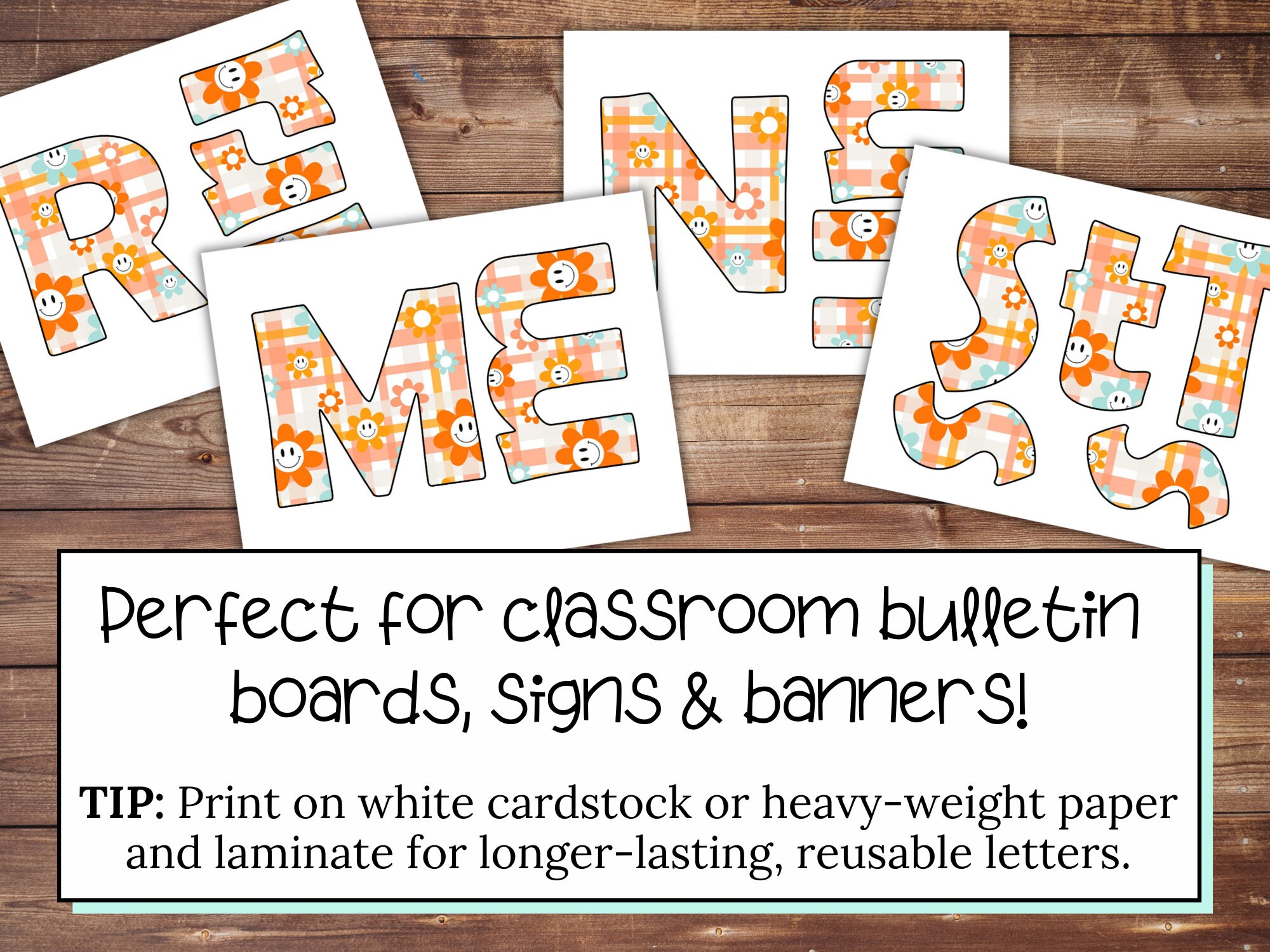 Retro Daisy Bulletin Board Letter Set | Printable Letters for Classroom ...