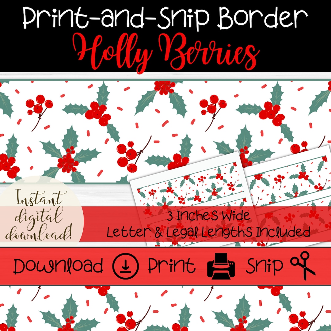 Holly Berries Bulletin Board Border | Printable Trim for Christmas ...