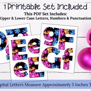 Neon Snowflakes Printable Bulletin Board Letters and Numbers, 5 Inch ...