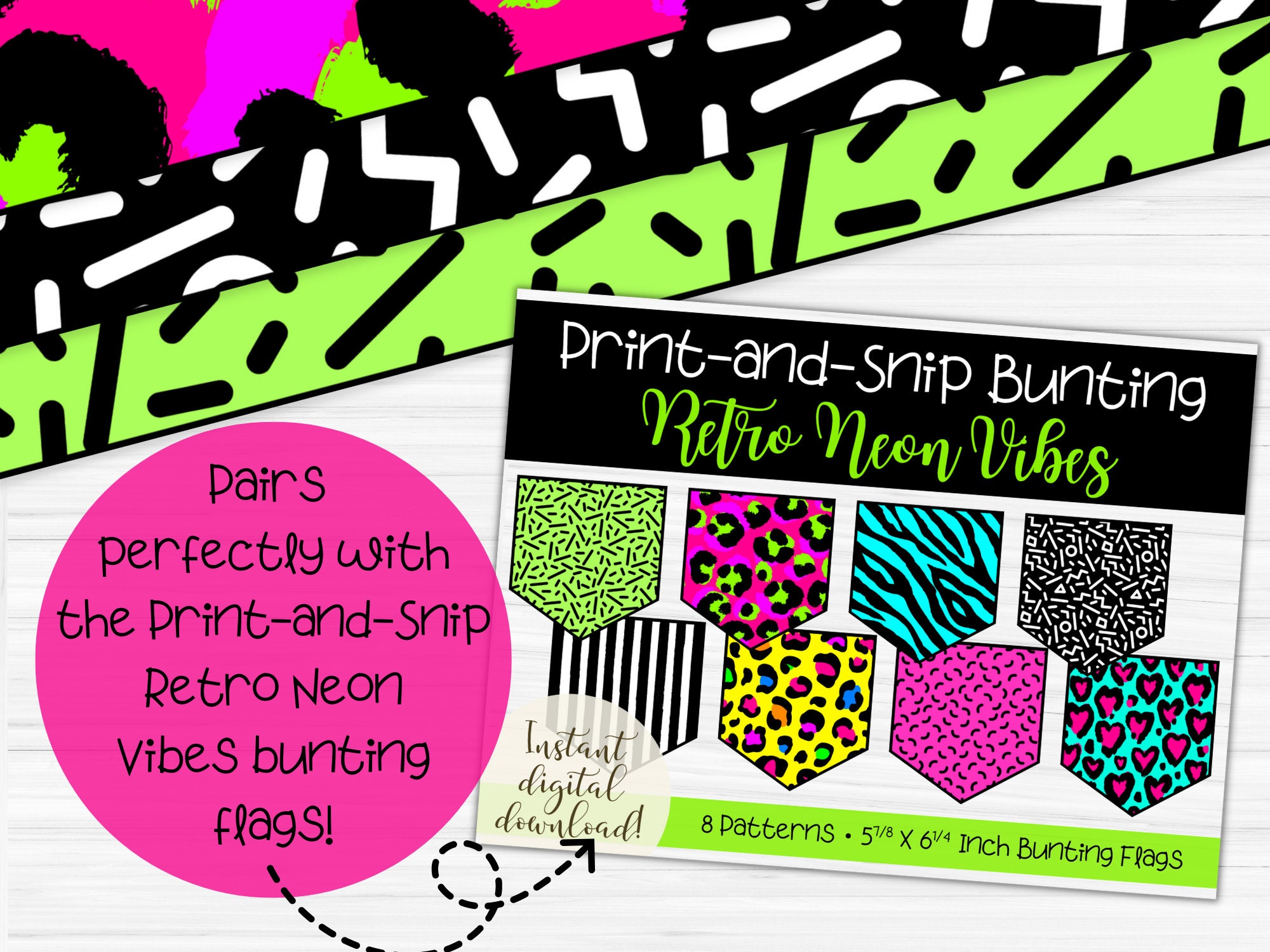 Retro Neon Border Strips for Classroom Bulletin Board Printable ...