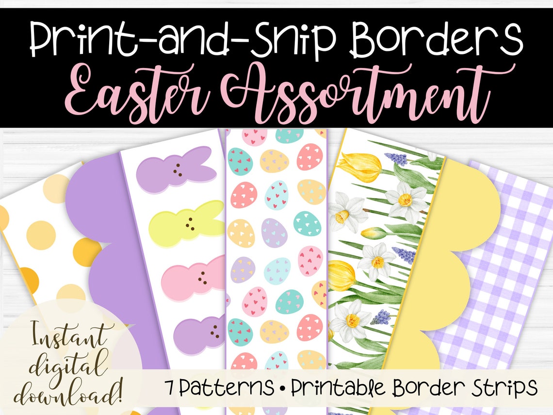 Easter Bulletin Board Printable Borders | Bunnies, Eggs, Tulips ...