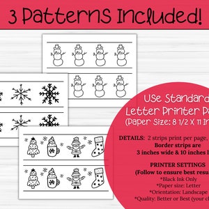 Winter Doodles Bulletin Board Border Strips | Black Ink Printable ...