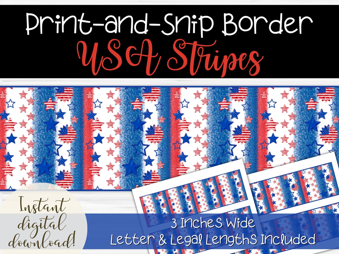 Patriotic Bulletin Board Border USA Border Strips July 4th - Etsy