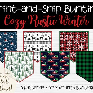 Cozy Rustic Winter Bunting Banner Flags | Printable Bulletin Board ...