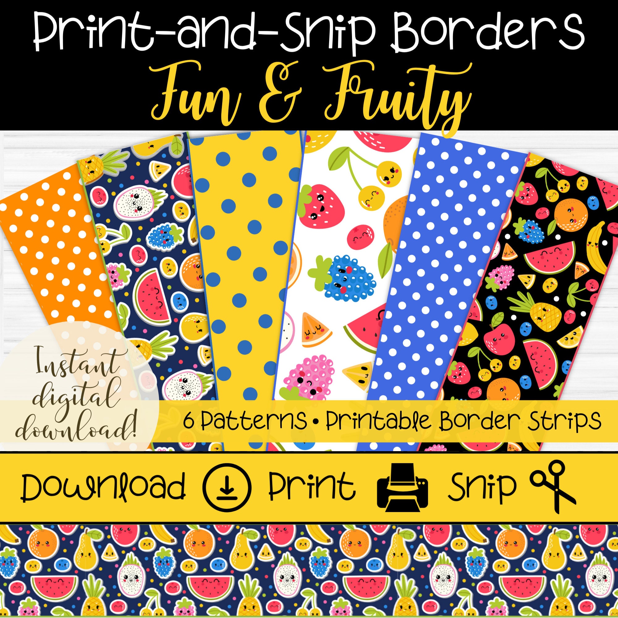 Fruit Themed Bulletin Board Borders Printable Fruity Borders Teacher ...
