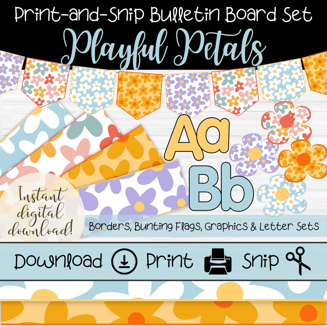 Playful Flower Petals Bulletin Board Set | Printable Floral Bulletin ...