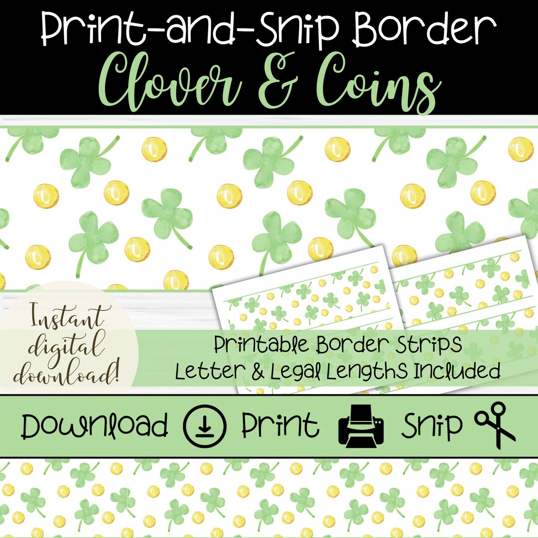 Clover & Gold Coins Bulletin Board Border for St. Patrick's Day ...