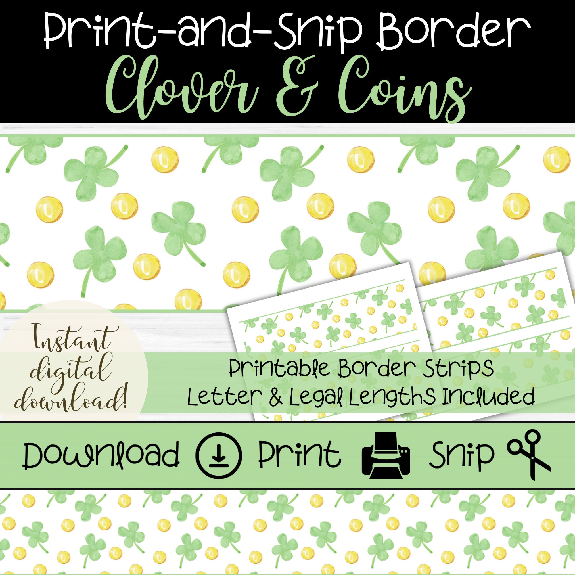 Clover & Gold Coins Bulletin Board Border for St. Patrick's Day ...