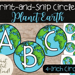 Decorative Planet Earth Letters | Printable Circle Letter Set | Earth ...