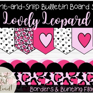 Hot Pink Leopard Print Bulletin Board Set | Printable Leopard & Heart ...