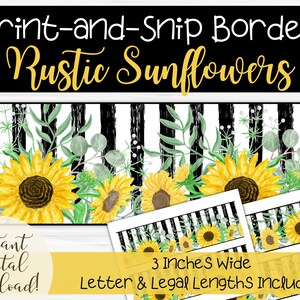 Rustic Sunflowers Bulletin Board Border | Printable Sunflower Themed ...
