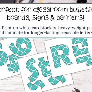Printable Turquoise Letter Set With White Quatrefoil Pattern for DIY ...