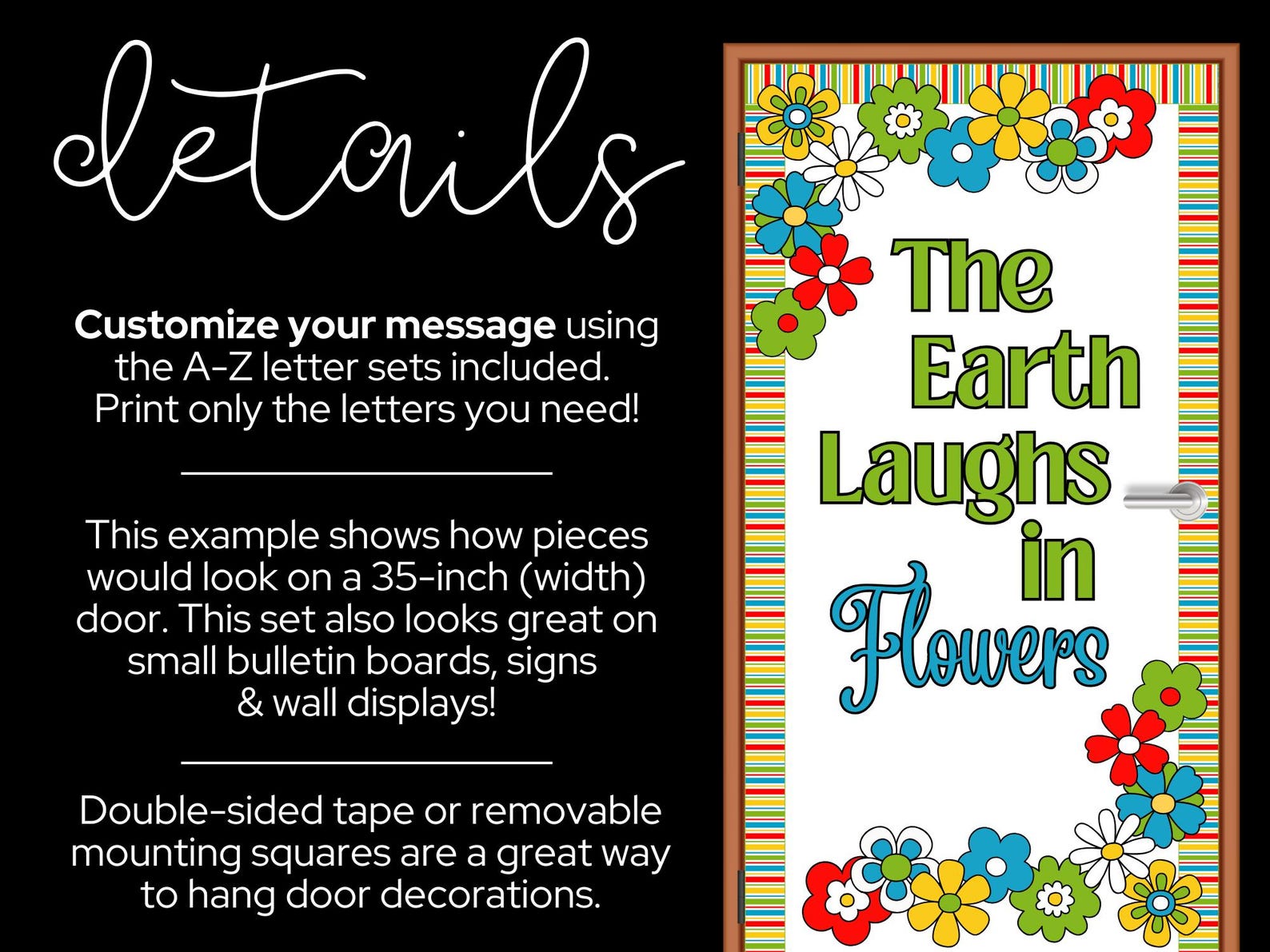 Floral Classroom Door Decor | Printable Spring Flowers Kit (PDF) - Etsy