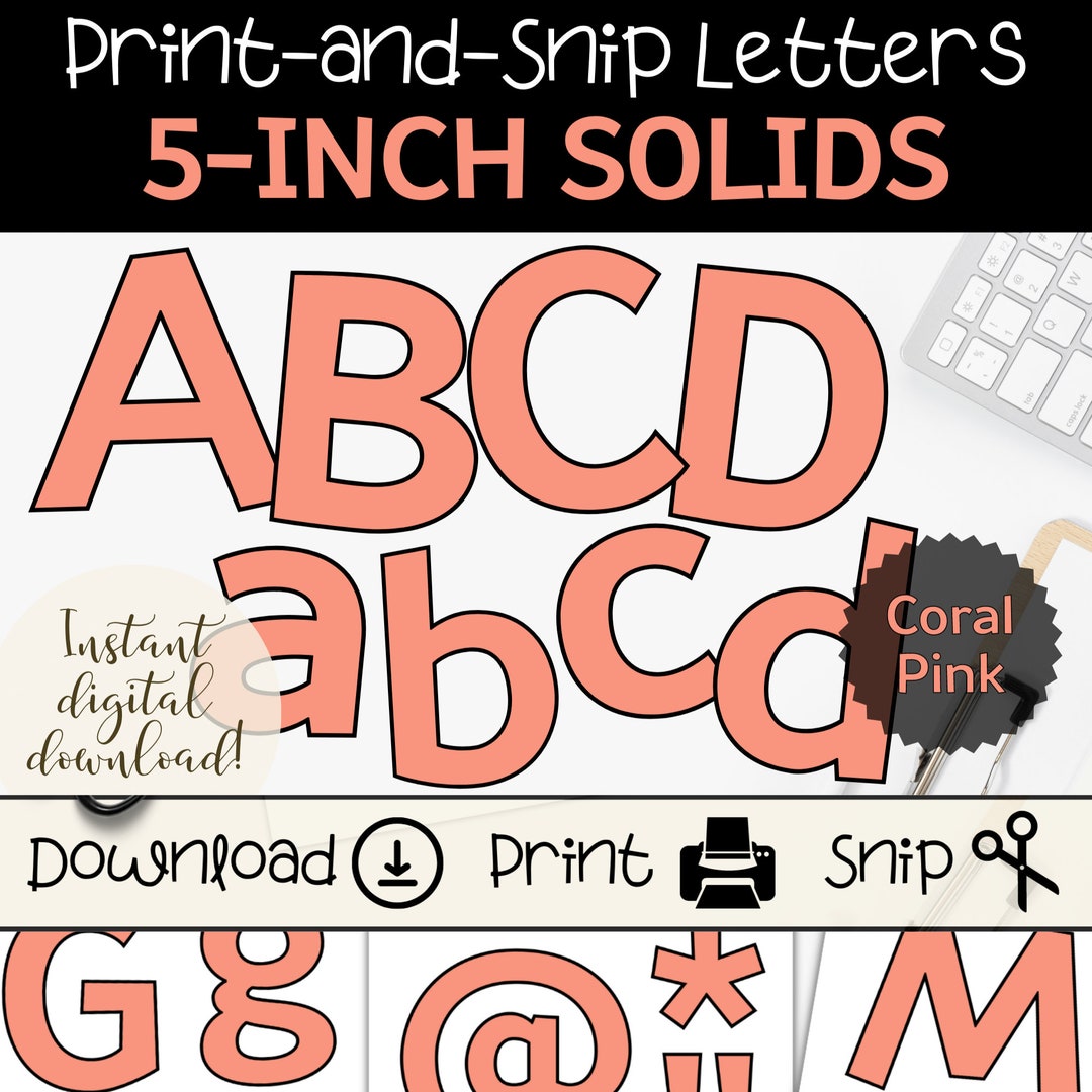 Coral Pink Bulletin Board Letters | Printable Letter Set | Teacher ...