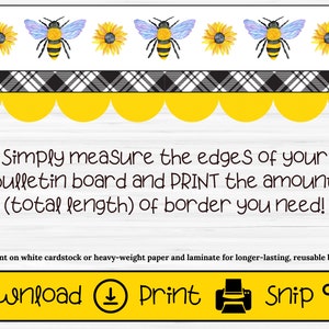 Bees & Sunflowers Bulletin Board Borders | Printable Spring Borders ...