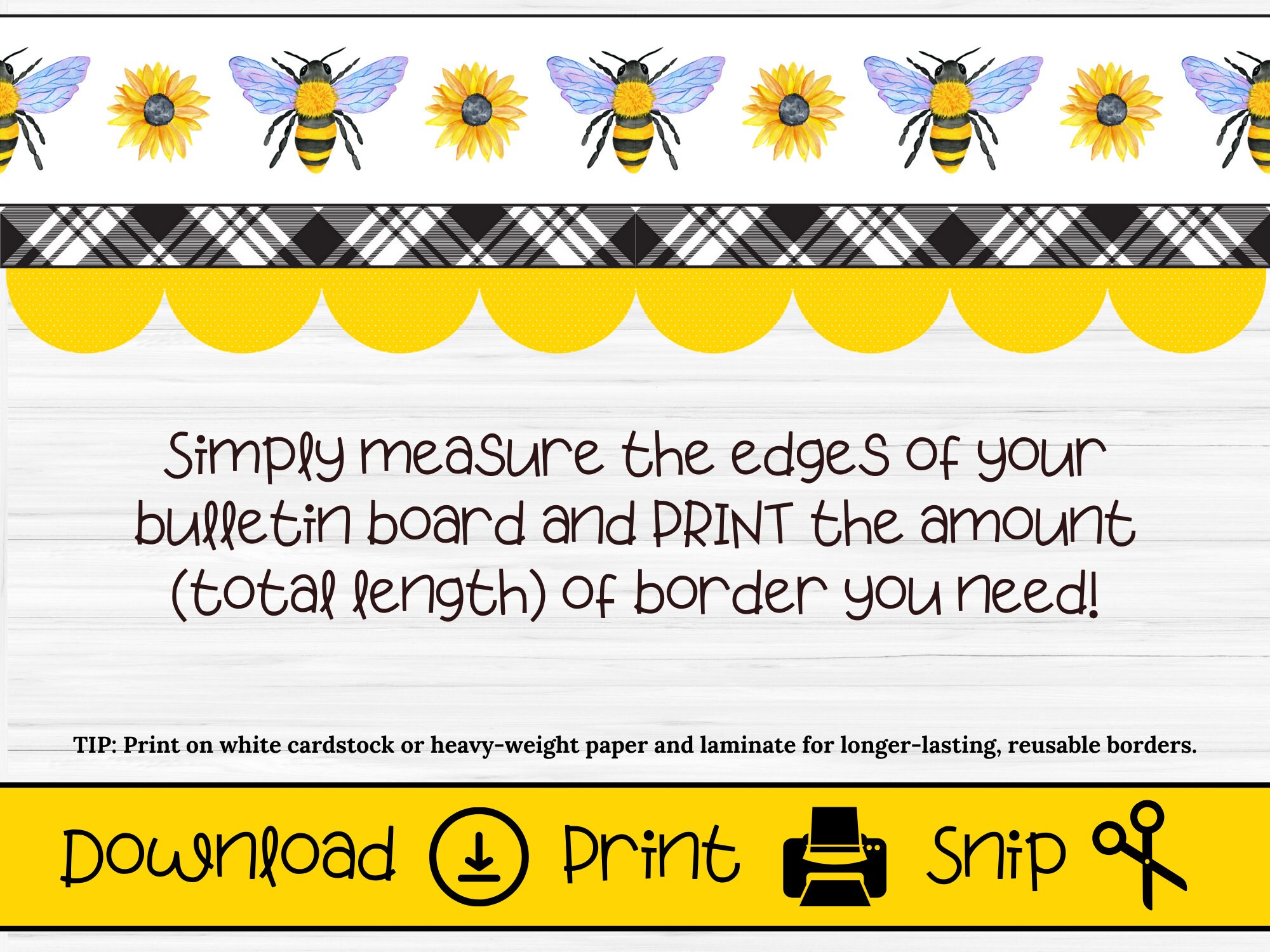 Bees & Sunflowers Bulletin Board Borders Printable Spring Borders ...