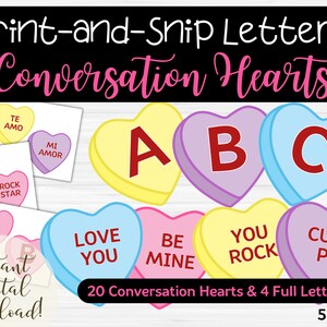 Valentine's Day Conversation Heart Letters: Printable Candy Theme ...