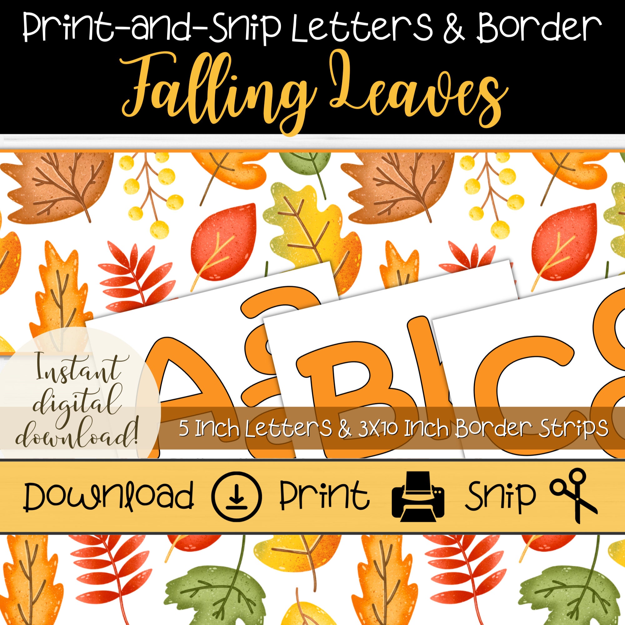 Fall Bulletin Board Border and Orange Letters Printable Fall Classroom ...