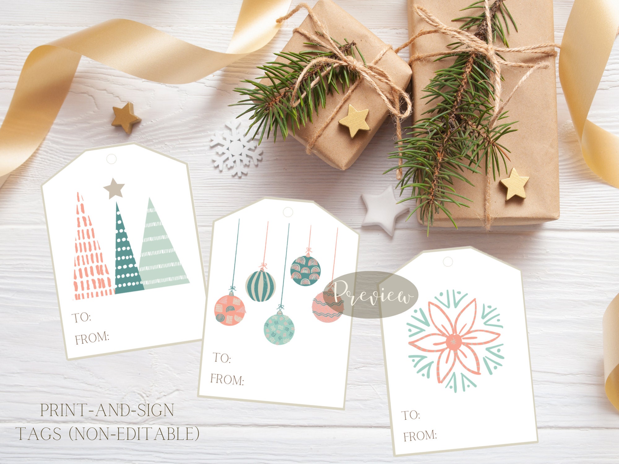 Boho Christmas Printable Fill-in Gift Tags for Holiday - Etsy