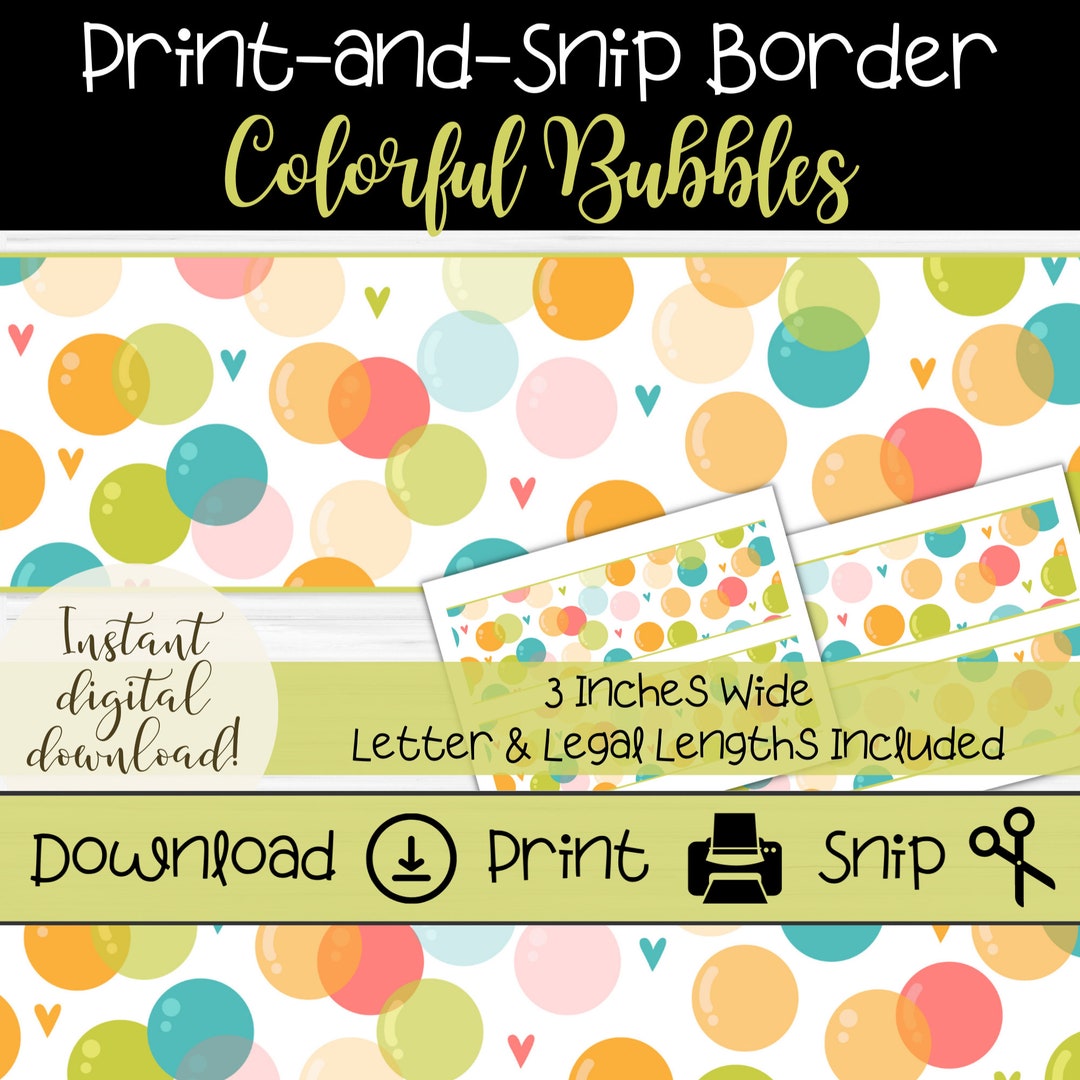 Colorful Bubbles Bulletin Board Border: Printable Classroom Decor ...