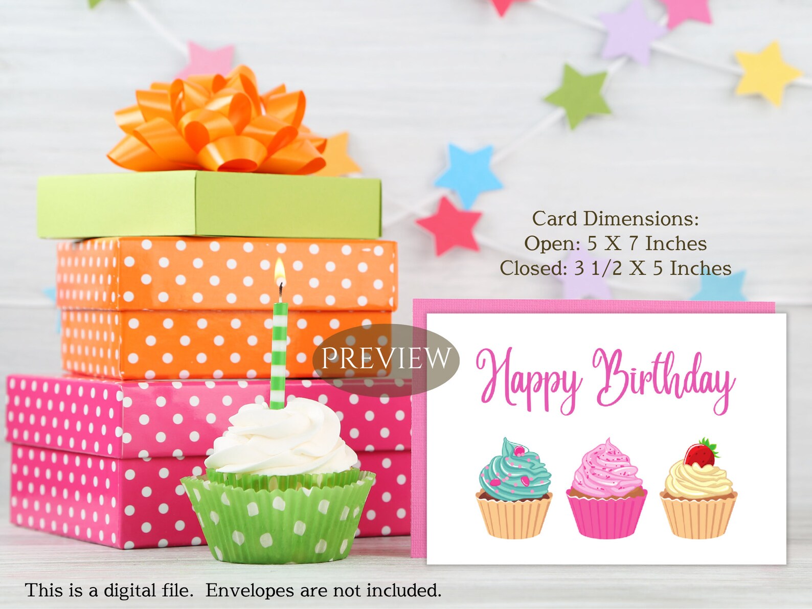 Printable Birthday Celebration Cards 3.5X5 Inch Greeting - Etsy