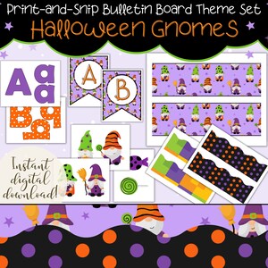Printable Halloween Gnomes Bulletin Board Set for Teachers and Holiday ...