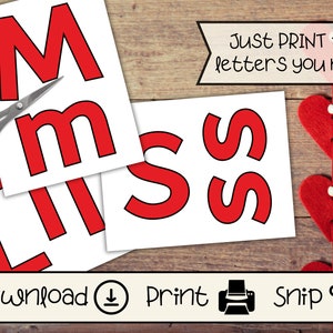 Candy Apple Red Bulletin Board Letters, Printable 5-inch Block Alphabet ...