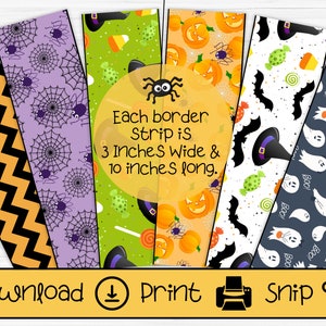 Spooks & Treats Bulletin Board Border Strips | Printable Fall Borders ...