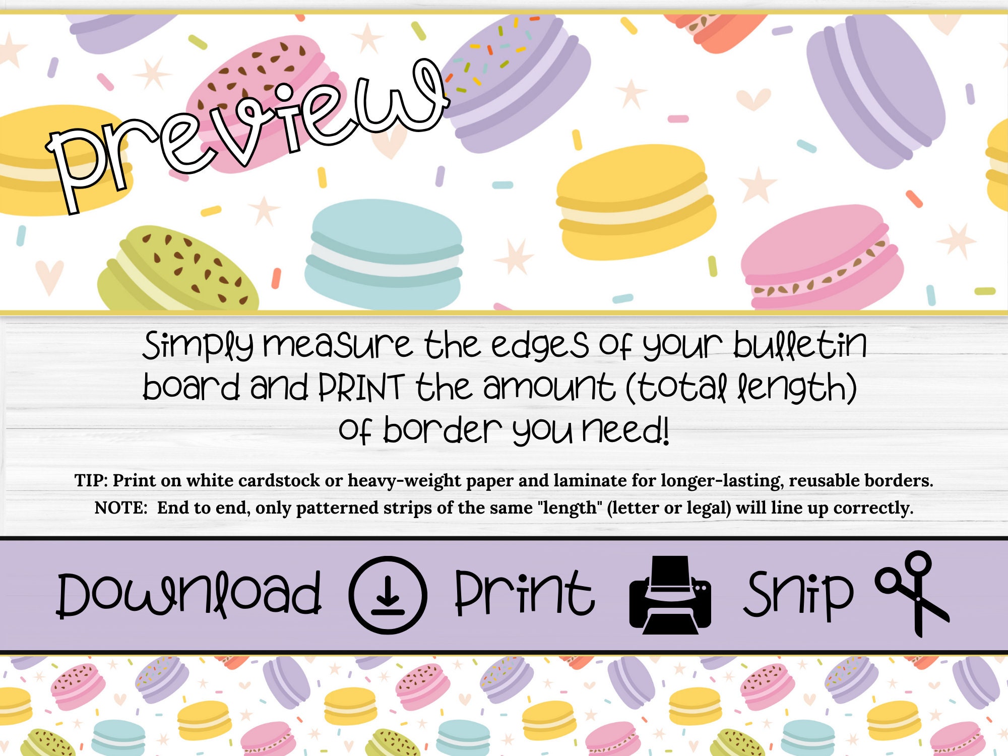 Pastel Macarons Bulletin Board Border Strips Printable Classroom ...