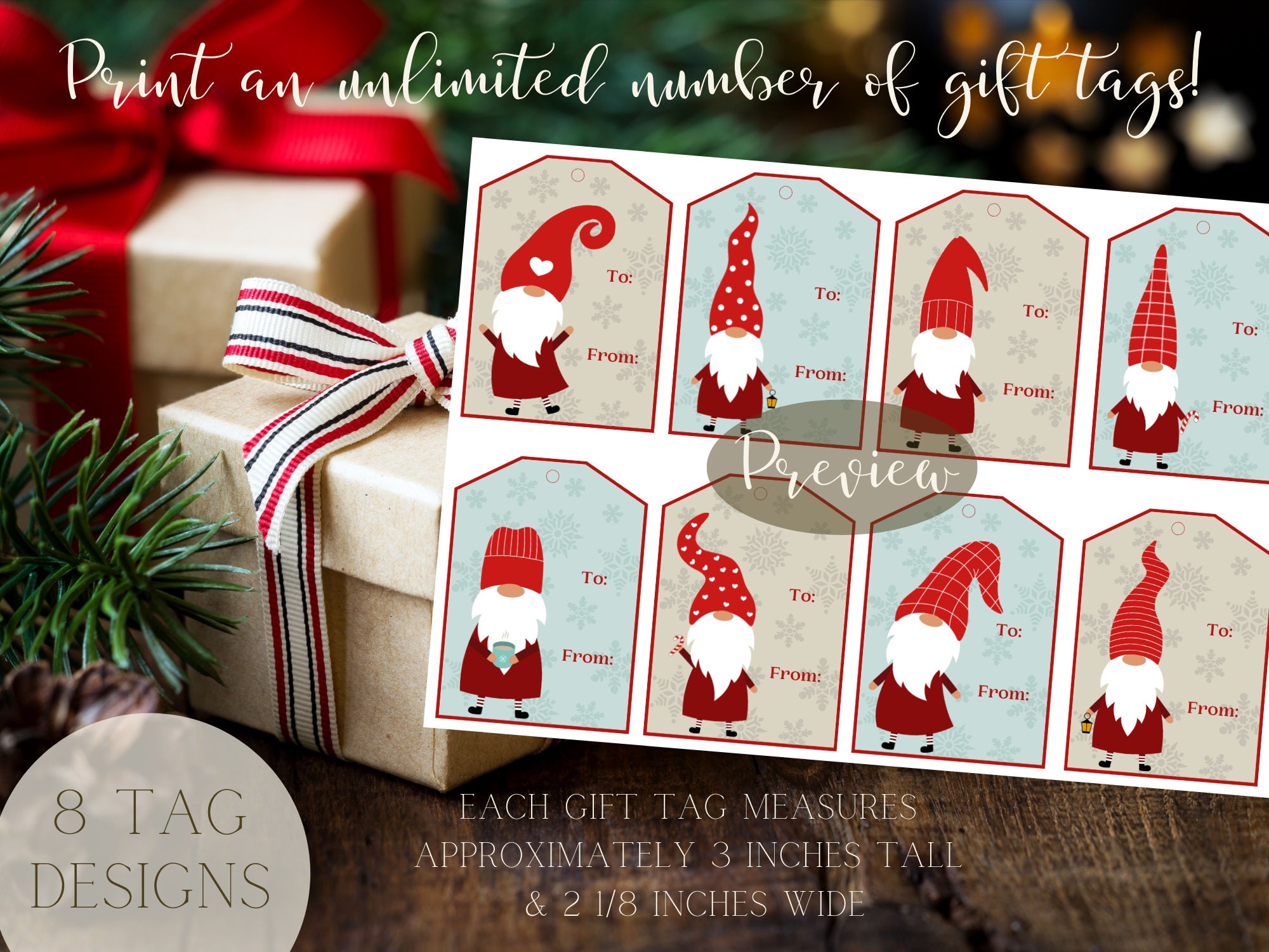 Printable Holiday Gnomes Gift Tags for Christmas Season - Etsy