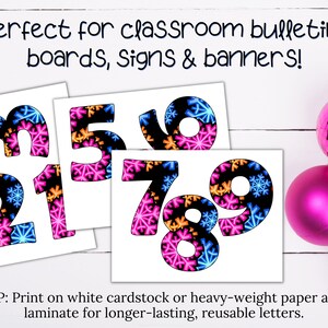 Neon Snowflakes Printable Bulletin Board Letters and Numbers, 5 Inch ...
