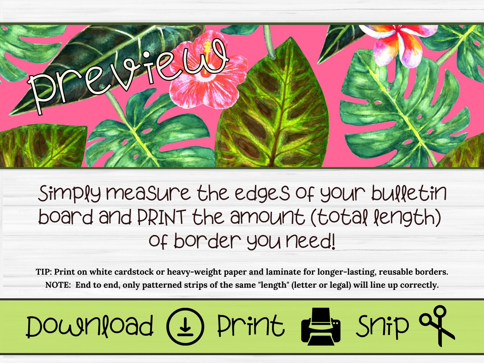 Tropical Plants Bulletin Board Border: Hawaiian Classroom Decor ...