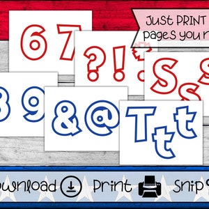 Red & Royal Blue Thick Outlined Bulletin Board Letter Sets | Printable ...