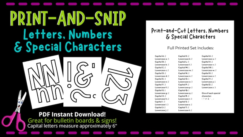 Printable Bulletin Board Letters: 6 Inch Black Outline (PDF Pattern) - Etsy