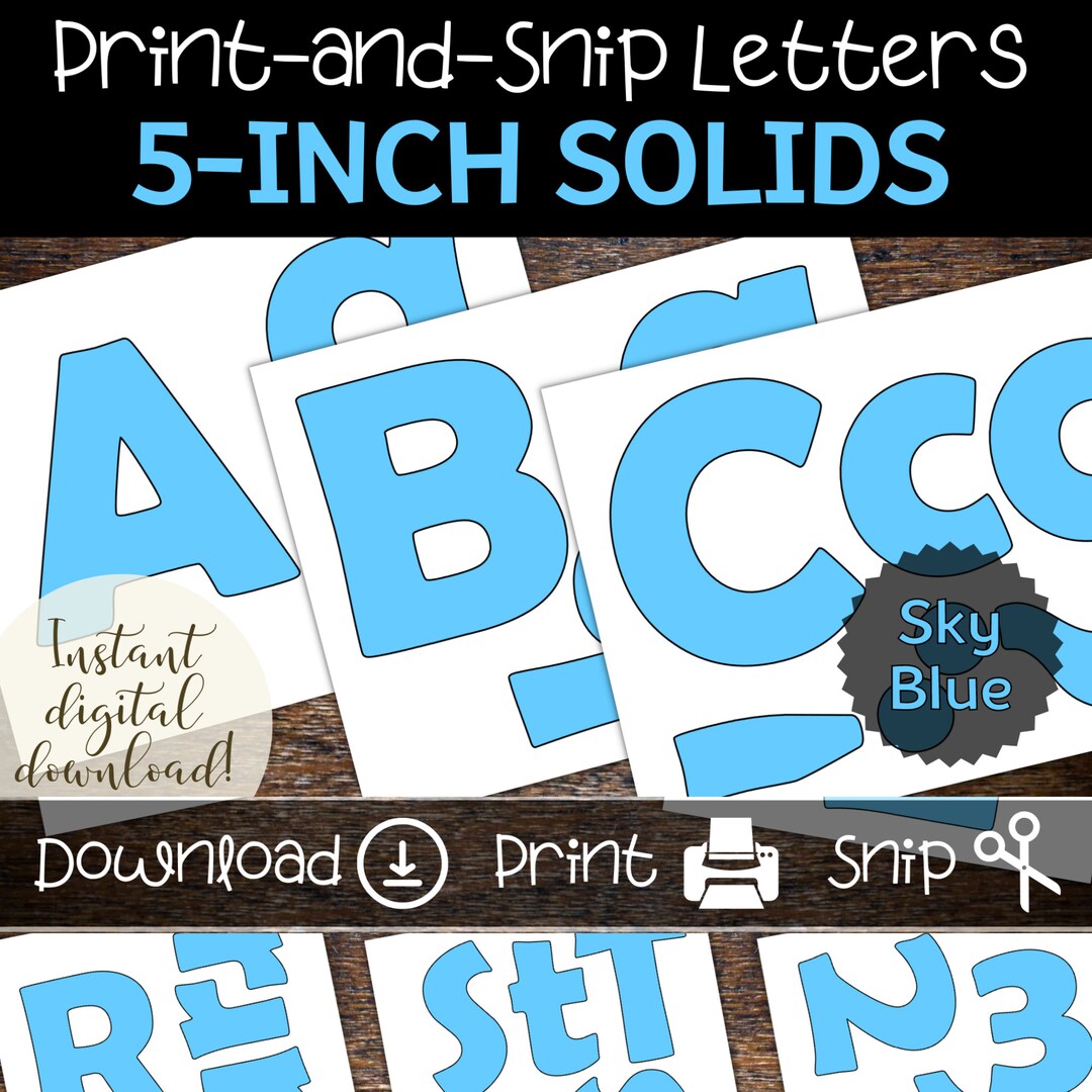 Sky Blue Bulletin Board Letters: Printable Classroom Decor (digital ...