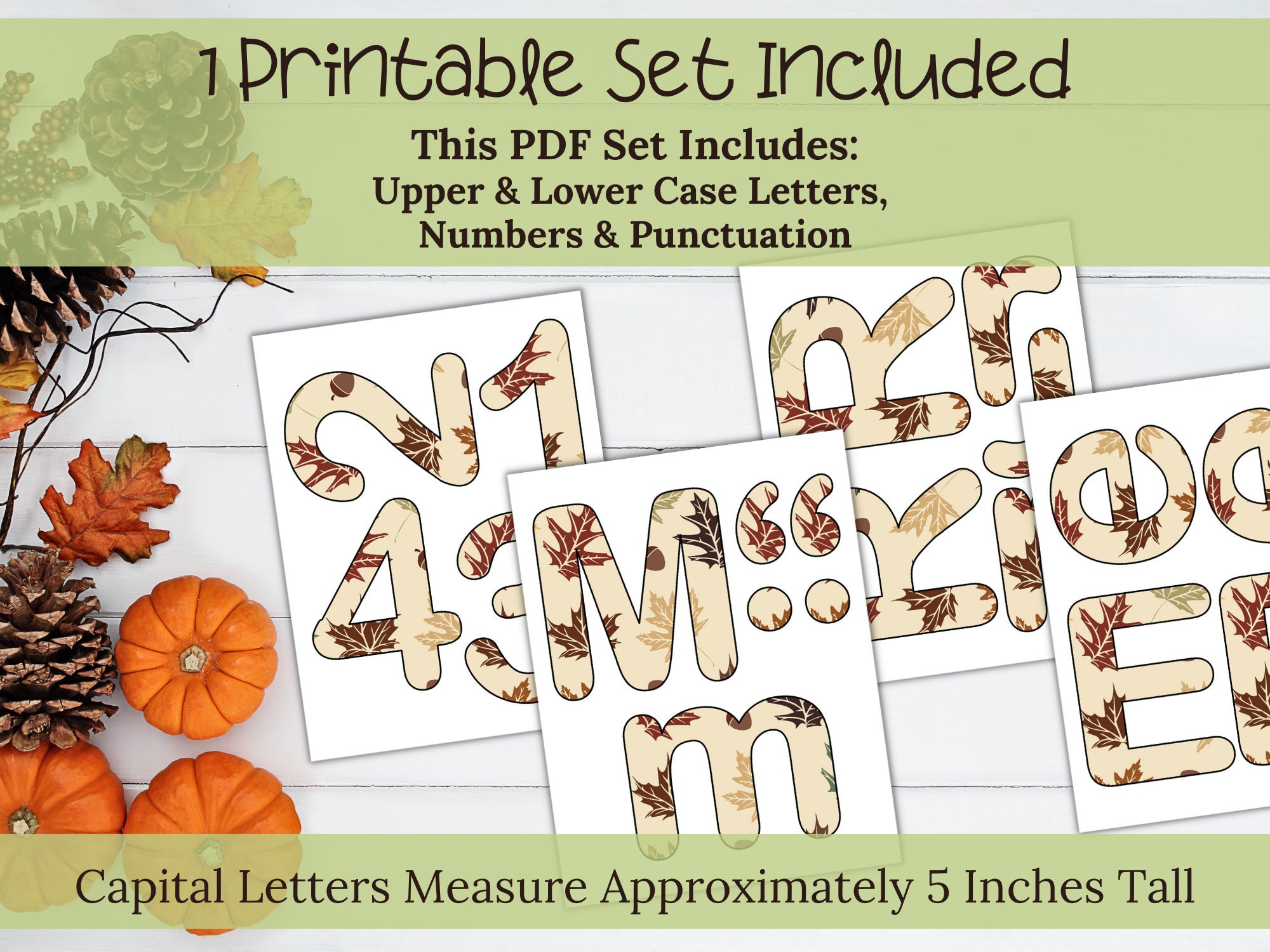 Printable Fall Foliage Brown and Beige Letter Set for - Etsy