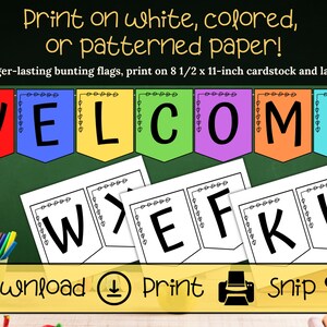 Printable Bunting Banner Flags: Black Ink Classroom Sign (digital ...