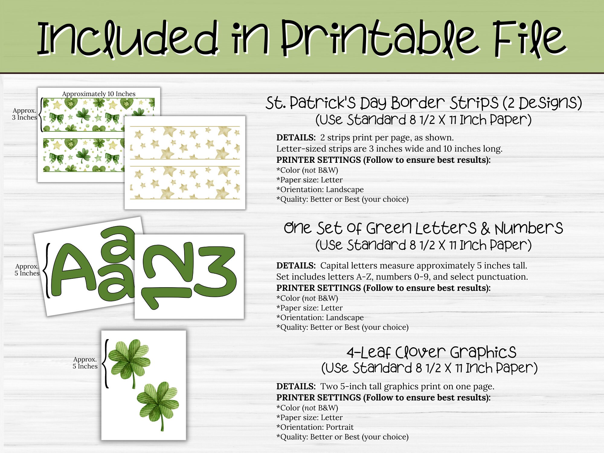 St. Patrick's Day Printable Letters and Border Set for Classroom ...