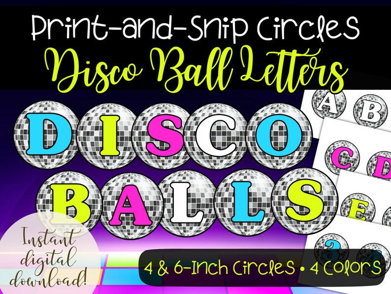 Retro Disco Ball Letters | Printable Letter Set | Bulletin Board, Party ...