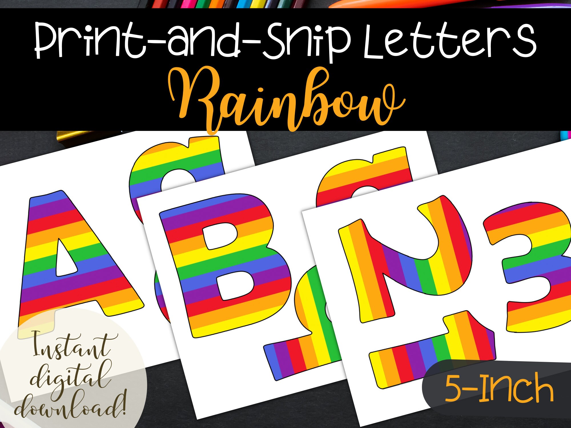 Rainbow Bulletin Board Letters: Printable Teacher Set (digital Download ...