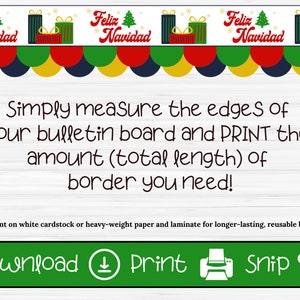 Feliz Navidad Bulletin Board Border Spanish & Bilingual - Etsy