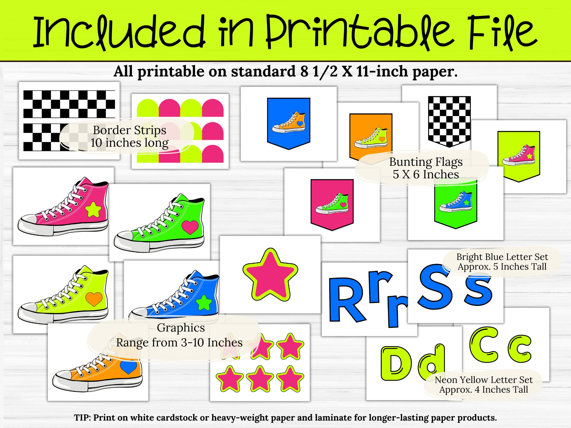 Classroom Bulletin Board Kit Neon High-top Sneakers Theme Customize ...