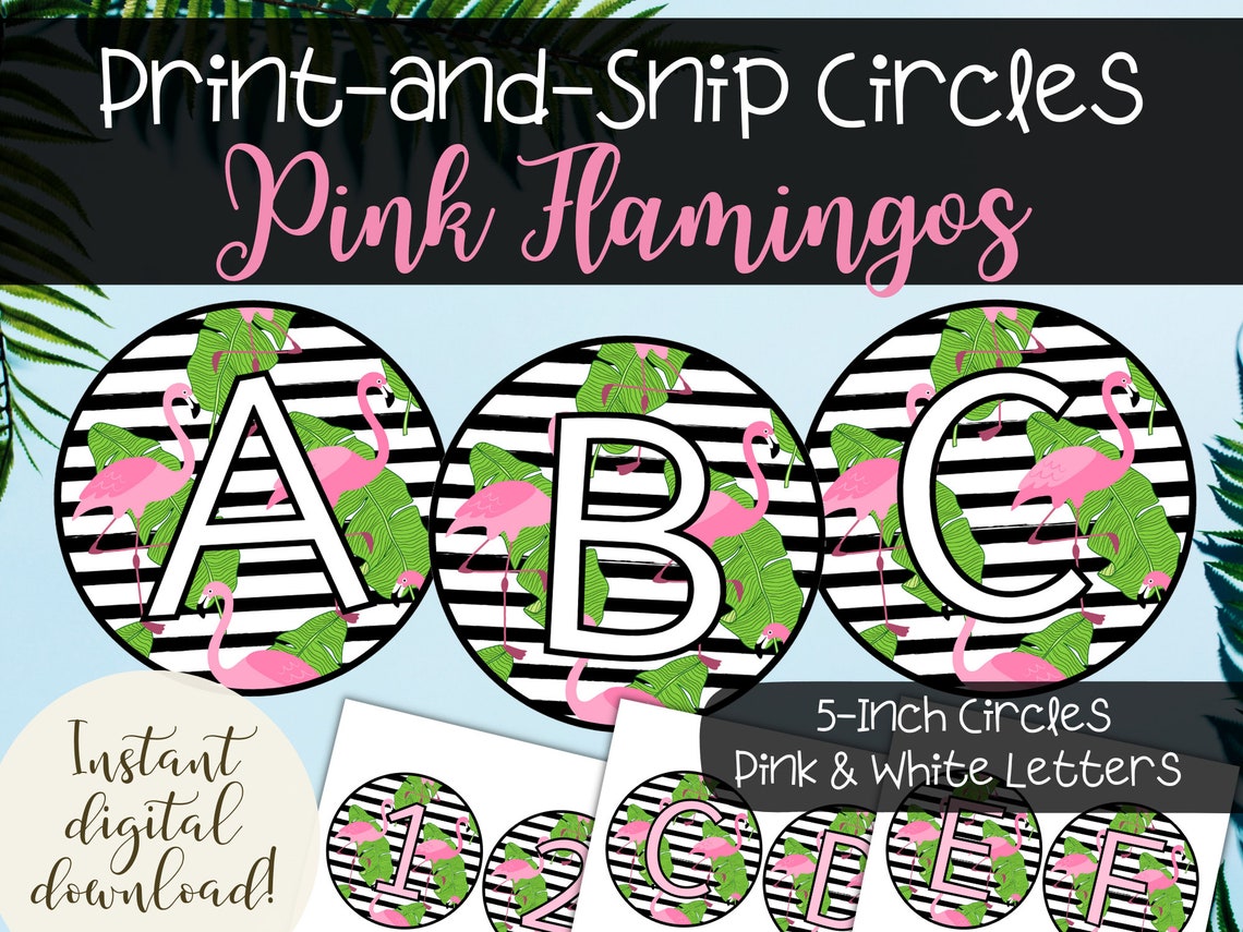 Printable Pink Flamingo Circle Letter Sets for Classroom - Etsy