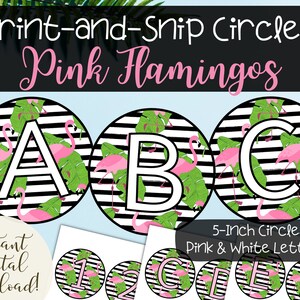 Printable Pink Flamingo Circle Letter Sets for Classroom - Etsy
