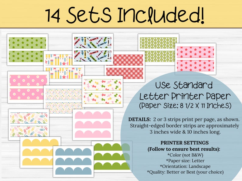 Back to School Bulletin Board Border Strips Printable Classroom Trim ...