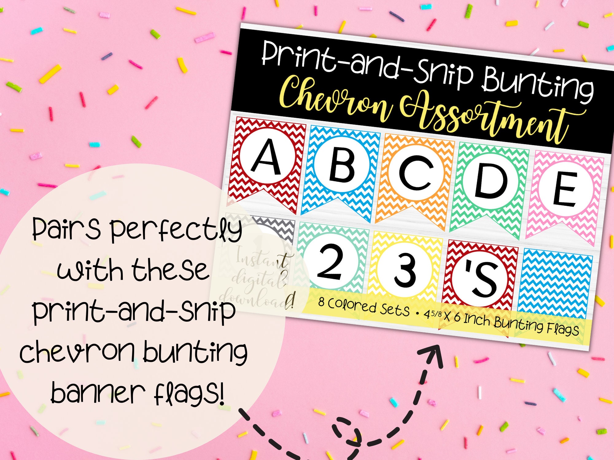 Chevron Bulletin Board Border Strips: Colorful Classroom Trim (digital ...