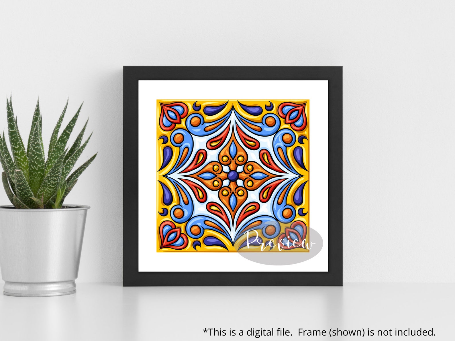 Mexican Talavera Tiles Digital Prints Brightly Colored Spanish Tile ...