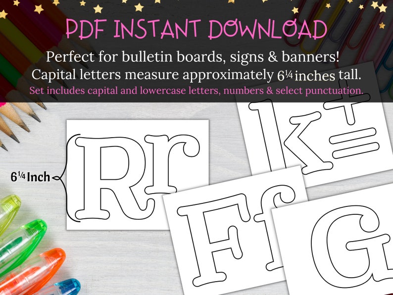 6 Inch Printable Bulletin Board Letters: Classroom Decor (PDF) - Etsy