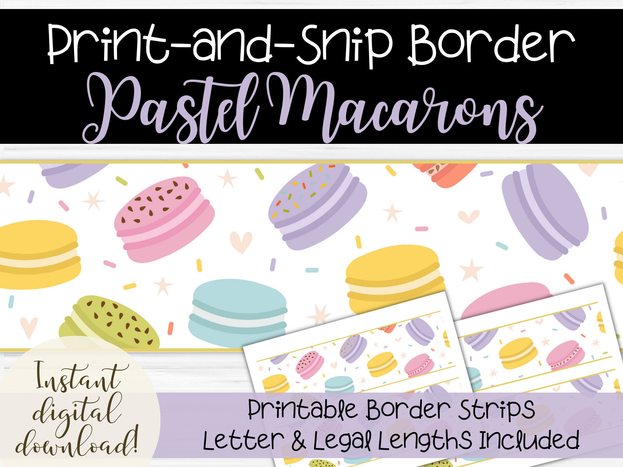 Pastel Macarons Bulletin Board Border Strips Printable Classroom ...