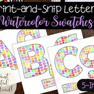 Printable Bulletin Board Letters in Watercolor Swatches Pattern ...